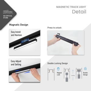 Orion Magnetic Track 1M/2M Surface Mounted Magnetic Track SG Seller - GELED