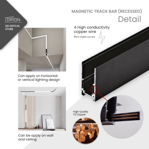 Orion Magnetic Track 1M/2M Surface Mounted Magnetic Track SG Seller - GELED