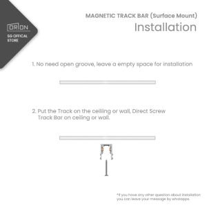 Orion Magnetic Track 1M/2M Surface Mounted Magnetic Track SG Seller - GELED